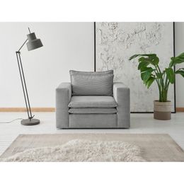 Home Affaire Sessel &raquo;PIAGGE&laquo; Hochwertiger Cord- passend zur Serie PIAGGE grau Webvelours, B/H/T: 110cm x 83cm x 91cm