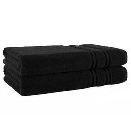 HAMMETEX Duschtuch &raquo;2er Set Badet&uuml;cher 70x140 cm, 100% Baumwolle, Weich & Saugstark&laquo; mit Bord&uuml;re, einfarbig, weich schwarz Frottier, Baumwolle B/L: 