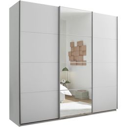 Schlafkontor Schwebet&uuml;renschrank &raquo;Carano Kleiderschrank, Schiebet&uuml;renschrank mit Spiegelt&uuml;r&laquo; wei&szlig; Melamin B/H/T: 215cm x 204cm x 63cm, Schubladen: 3 Stk. T&uuml;ren: 2 
