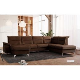 Sit & More sit&more Wohnlandschaft &raquo;Astoria U-Form&laquo; wahlweise mit motorischer Relaxfunktion braun 100% Polyester B/H/T: 327cm x 91cm x 225cm, Luxus-Microfaser in