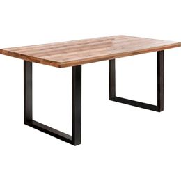 Home Affaire Esstisch &raquo;New York&laquo; mit Platte aus ge&ouml;lter Balkeneiche Lamelle schwarz B/H/T: 240cm x 77cm x 100cm