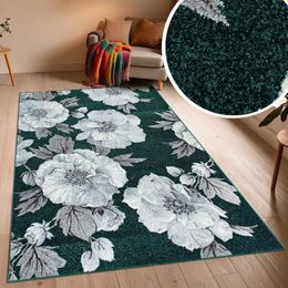 OTTO home Teppich &raquo;Florent, Blumen Design, Vintage&laquo; rechteckig 9 mm H&ouml;he Floral, detailreiche Bl&uuml;ten, Botanical, elegant, Wohnzimmer gr&uuml;n Kunstfaser B