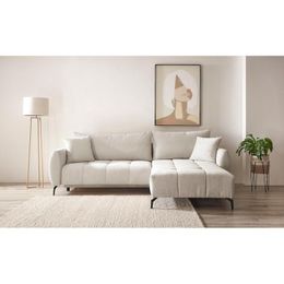 OTTO home Ecksofa &raquo;JINNIE Chenille, L-Form, Polsterecke m. Schlaffunktion&laquo; Recamiere links/rechts montierbar, als Webstoff oder Chenille-Stoff beige B