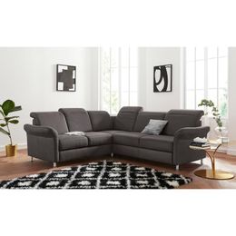 Sit & More sit&more Ecksofa &raquo;Darwin L-Form&laquo; inklusive Federkern, wahlweise mit Kopfteilverstellung, Schlaffunktion grau B/H/T: 249cm x 229cm, Flachgewebe, langer