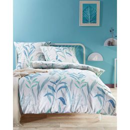 Kaeppel Bettw&auml;sche &raquo;Fresh Leaves&laquo; 2 Stk. Mit Bl&auml;ttern blau Perkal, Obermaterial: 100% Baumwolle B/L: 135cm x 200cm, 1 Stk., 1 Stk., Perkal, B/L: 80cm x 80cm, 
