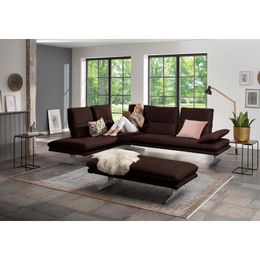 W.Schillig Ecksofa &raquo;broadway, Designsofa, mit tollem Sitzkomfort, L-Form&laquo; Sitztiefenverstellung, Kopfteil- & Seitenteilverstellung, Breite 284cm braun