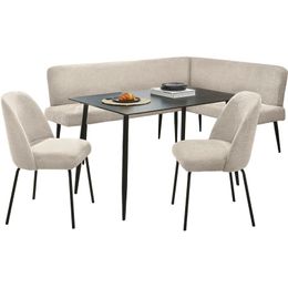 OTTO home Eckbankgruppe &raquo;Melvin (Set, 4-tlg. Tisch, Bank und 2 St&uuml;hle), Taschenfederkern&laquo; Tisch (120x75cm) schwarz, Bank und St&uuml;hle anthrazit oder 