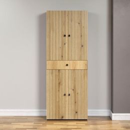 Welltime Hochschrank &raquo;Amrum&laquo; Badezimmerschrank mit und ohne Schublade - (B/T/H) 40-70/31/186 cm Holzwerkstoff, Metall Anthrazit, B/H/T: 70cm x 188cm x