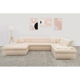 DOMO collection Wohnlandschaft &raquo;MORIC 353x216x80 cm, mit viel Platz, U-Form, auch in Cord&laquo; im XXL-Format, wahlweise mit Bettfunktion und 