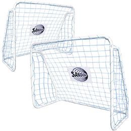 SANDORA Fu&szlig;balltor &raquo;&laquo; 124x96x61cm mit blauem Netz wei&szlig; Polyester, Stahl B/H/L: 124cm x 96cm x 61cm, 2 Stk. Polyester Stahl