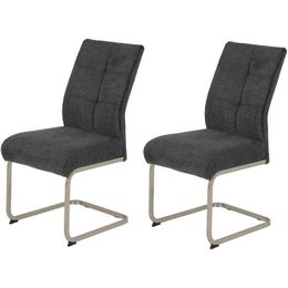 Hela Freischwinger &raquo;Ines&laquo; (Set) 2 Stk.bequeme Sitzbreite und Federkern Polsterung grau Metall, Stoff B/H/T: 50cm x 66cm, 2 Stk., 2er