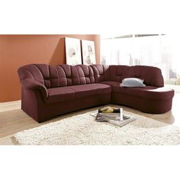 DOMO collection Ecksofa &raquo;Papenburg, zeitlose R&uuml;ckensteppung, elegante Armlehne, L-Form&laquo; mit Ottomane, wahlweise mit Bettfunktion rot Kunstleder 