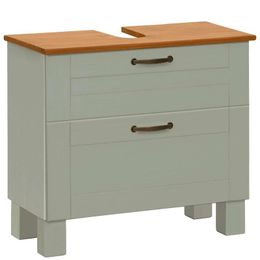 Home Affaire Waschbeckenunterschrank &raquo;Rodby&laquo; FSC -zertifiziertes Massivholz, Griffe Metall, Breite 60cm, H&ouml;he 55cm gr&uuml;n Massivholz salbei gr&uuml;n, B/H/T: