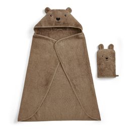 Christy Handtuch Set &raquo; Baby B&auml;r&laquo; Set 2 Stk. Walkfrottier 1 Kapuzen-Badetuch (95x90 cm) und 1 Waschhandschuh (23x15 cm) braun Walkfrottier, Obermaterial: 100% 