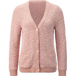 CR&Eacute;ATION L Damen Strickjacke aus Popcorn-Garn rosenholz Gr&ouml;&szlig;e 36
