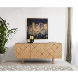 WOODMAN Kommode Holzfurnier aus Eiche, Skandinavisches Design, FSC -zertifiziert braun B/H/T: 175cm x 75cm x 45cm, Eiche, 3 Stk.
