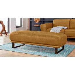 W.Schillig Hocker &raquo;montanaa&laquo; mit Metallkufen in Bronze pulverbeschichtet, Breite 141 cm gelb B/H/T: 141cm x 42cm x 61cm, Longlife Xtra-Leder Z69