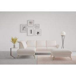 Sit & More sit&more Ecksofa &raquo;Fashion L-Form&laquo; wahlweise mit Kopfteilverstellung, Vorziehsitz, motorisch, Nickelf&uuml;&szlig;e beige B/H/T: 250cm x 84cm x 207cm, Luxus-