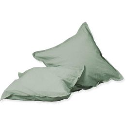 Primera Kissenbez&uuml;ge &raquo;Kissenbez&uuml;ge &raquo;Stone Washed&laquo;, (2 St&uuml;ck)&laquo; mit Stone-Washed Optik gr&uuml;n Renforc&eacute;, Obermaterial: 100% Baumwolle B/L: 40cm x 40cm, 2 Stk., 