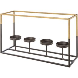 Creativ deco Adventsleuchter &raquo;Weihnachtsdeko&laquo; mit Glas, f&uuml;r Stumpenkerzen, BxTxH: 65x20x35 cm gold Metall B/H/T: 65cm x 35cm x 20cm
