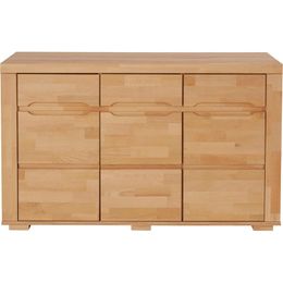 OTTO home Sideboard &raquo;Denis&laquo; Breite 140 cm beige Holzwerkstoff B/H/T: 140cm x 85cm x 40cm, Holzwerkstoff Kernbuchefarben (Korpus)/ Massivholz Kernbuche
