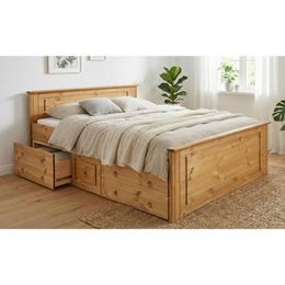 OTTO home Massivholzbett &raquo;Hugo, FSC zertifiziert, Landhausstil, zeitlos und edel&laquo; auch als Super Sparset inklusive Schubk&auml;sten, Stauraumbett, extra 