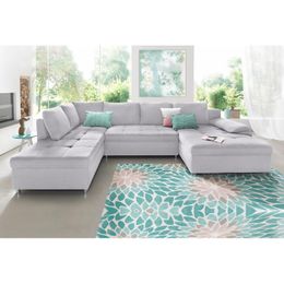 OTTO home Wohnlandschaft &raquo;Labene U-Form&laquo; wahlweise mit Schlaffunktion und Bettkasten silber Struktur fein (95% Polyester, 5% Polyamid);Luxus-
