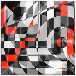 Artland Leinwandbild &raquo;Schwarz wei&szlig; trifft rot Version 1&laquo; Muster 1 Stk. tlg. auf Holzrahmen gespannt schwarz B/H/T: 100cm x 100cm, Leinwandbild Muster 
