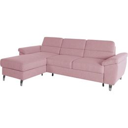 Sit & More sit&more Ecksofa &raquo;Sorano L-Form&laquo; wahlweise mit Schlaffunktion und Bettkasten rosa B/H/T: 250cm x 88cm x 161cm, Struktur fein, Recamiere links,mit 