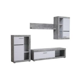 Home Affaire Wohnzimmer-Set &raquo;Rosso Wohnwand, Mediawand, Anbauwand, f&uuml;r TV bis 60', Breite 267 cm&laquo; Komplett-Set, 4-st, 4 Stk. tlg. grau Glas, 