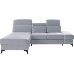 OTTO home Ecksofa &raquo;Cardiz L-Form&laquo; inkl.Kopfteilverstellung und Federkern wahlweise mit Schlaffunktion grau Webstoff (100% Polyester);Luxus-Microfaser 