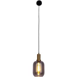 N&auml;ve n&auml;ve Pendelleuchte &raquo;Fumo&laquo; E27 1 Stk. aus Metall in Schwarz und Gold und Rauchglas, &Oslash; ca. 22 cm, H&ouml;he 150 cm schwarz 1, &Oslash; 21,1cm H: 150cm, 1 Stk.