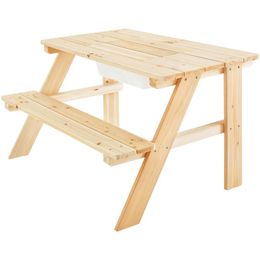 Pinolino Kindersitzgruppe &raquo;Spieltisch Knut, natur&laquo; auch passend f&uuml;r Spielhaus Knut braun Massivholz B/H/T: 88cm x 50cm x 68cm