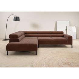 Home Affaire Ecksofa &raquo;Antonelli, L-Form, inkl. Kopfteilverstellung, Breite 276 cm&laquo; mit elektrischer Sitztiefenverstellung, in Cord, rost braun 95% 