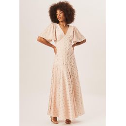 Maxikleid mit Engels&auml;rmeln und Folienmuster