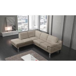 Egoitaliano Ecksofa &raquo;Shakira, Design und Sitzkomfort auf hohem Niveau, tolle Details&laquo; mit Ottomane, L-Form, elegante Metallf&uuml;&szlig;e grau Luxus-Micofaser Lederoptik (