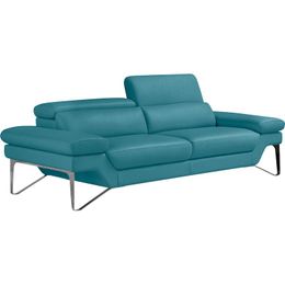 Egoitaliano 2,5-Sitzer &raquo;Princess, Designsofa und super bequem, tolle Detailverarbeitung&laquo; inkl. verstellbarer Kopfteile blau Leder BULL (Echtes Rindsleder). 
