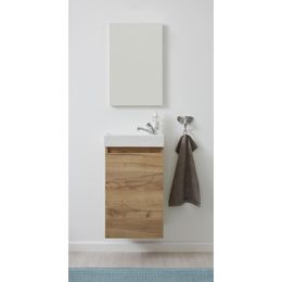 Welltime Badm&ouml;bel-Set &raquo;Oslo 2-teilig&laquo; Komplett-Set, 3 Stk. tlg. braun Floatglas, Holzwerkstoff, Keramik, MDF B/H/T: 40cmcm x 68cmcm x 22cmcm