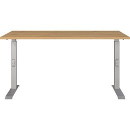 Germania Schreibtisch &raquo;Downey&laquo; h&ouml;henverstellbar von 68-91 cm, verf&uuml;gbar in verschiedenen Breiten silber B/H/T: 140cm x 91cm x 80cm, Gestellfarbe 
