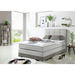 Home Affaire Boxspringbett inklusive Topper und Wendekissen grau Liegefl&auml;che B/L: 120cm x 200cm, Gewicht bis: 100 kg H3, Bonnell-Federkernmatratze