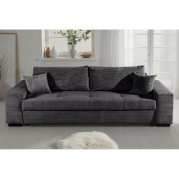 Collection AB Schlafsofa &raquo;Kreta, B: 248 cm, Liegefl. 137x195 cm&laquo; Schlaffunktion, Bettkasten & 2 Zierkissen, optional mit Topper grau 100%Polyester B/H