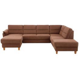 Home Affaire Wohnlandschaft &raquo;Palmera U-Form, B: 308 cm&laquo; optional Schlaffunktion & Bettkasten, Federkern braun 100% Polyester;Struktur (100% Polyester)
