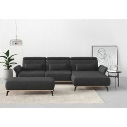 Home Affaire Ecksofa &raquo;Fjord L-Form&laquo; massiv, wahlweise mit Armlehnfunktion, Kopf- Sitztiefenverstellung grau 100% Polyester B/H/T: 324cm x 93cm x 184cm