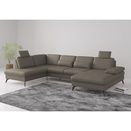 Sit & More sit&more Wohnlandschaft &raquo;Morris Jubi&laquo; wahlweise mit Armteilverstellung, Schlaffunktion & Bettkasten grau B/H/T: 335cm x 82cm x 212cm, NaturLEDER , 