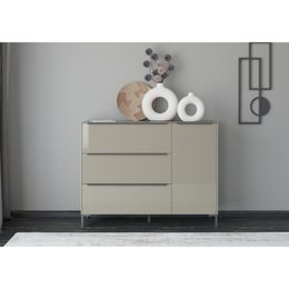 set one by Musterring Sideboard &raquo;Reno&laquo; 1 Stk. tlg. Mit Winkelfu&szlig; in diversen Farben, 108 cm H&ouml;he & Farbauswahl beige Glas, Holzwerkstoff B/H/T: 137cm 