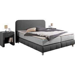Home Affaire Boxspringbett &raquo;Cesson, in verschiedenen Breiten&laquo; inkl. Topper, wahlweise in H2, H3 oder H4 erh&auml;ltlich grau Struktur, Liegefl&auml;che B/L: 