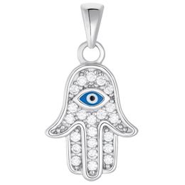Amor Damen Kettenanh&auml;nger &raquo;Hamza Hand-Motiv mit Evil Eye B&ouml;ser Blick magisches Auge&laquo; mit Zirkonia (synth.) - mit Emaille silber Silber 925 (