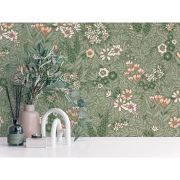 A.S. Cr&eacute;ation Vliestapete &raquo;Attractive 3 Florales Wiesenmuster&laquo; floral aufgesch&auml;umt gl&auml;nzend, fein strukturiert gr&uuml;n Vlies B/L: 0,53m x 10,05m, Rollen: 1