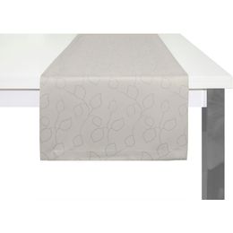 WIRTH Tischl&auml;ufer &raquo;Westport&laquo; Made in Germany, Jacquard Dekostoff, Blatt-Design, Pflegeleicht grau Polyester B/L: 150cm x 40cm, 1 Stk., rechteckig