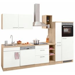 Optifit K&uuml;chenzeile &raquo;Kalmar&laquo; Breite 300 cm, wahlweise mit E-Ger&auml;ten, mit Arbeitsplatte wei&szlig; B/H/T: 300cm x 60cm, ohne E-Ger&auml;te